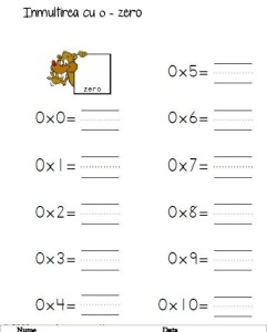 Inmultiri - Planse de colorat si educative