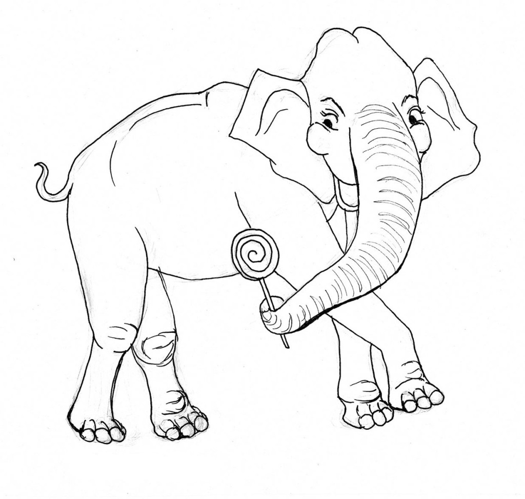 Elefant - Planse de colorat si educative