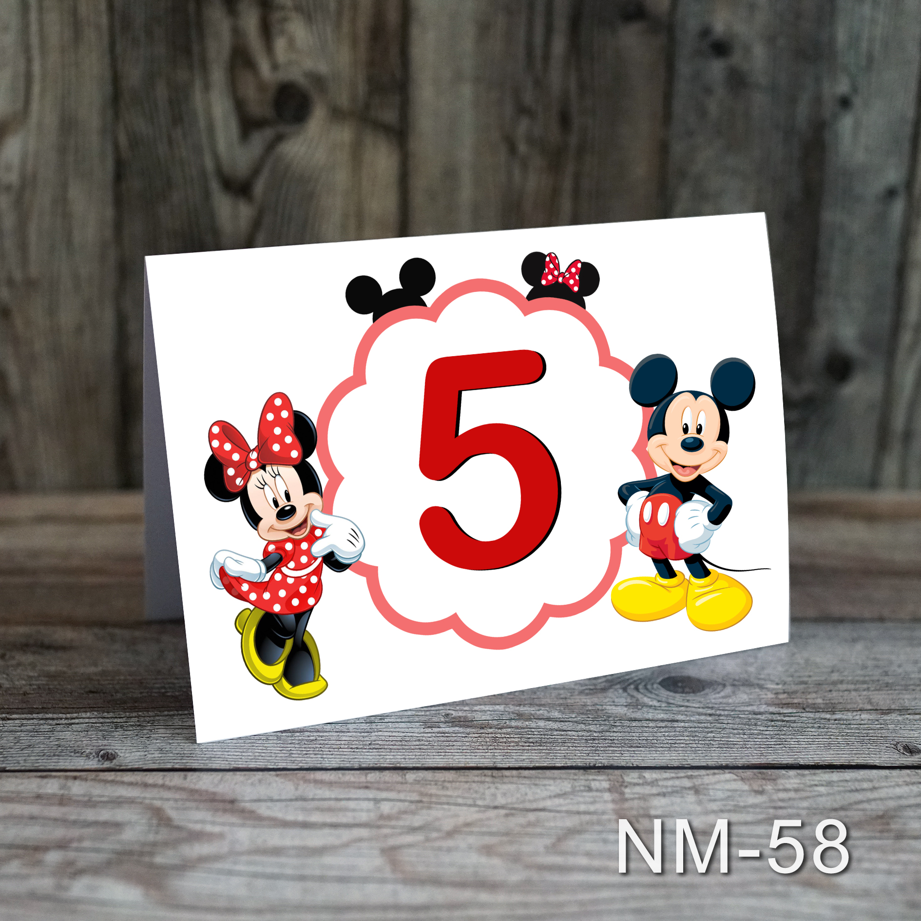 Numere de masa botez Minnie si Mickey NM-58 numarul 5 - Planse de ...