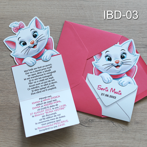 invitatii botez deosebite pisica marie IBD-03 - Planse de colorat si ...